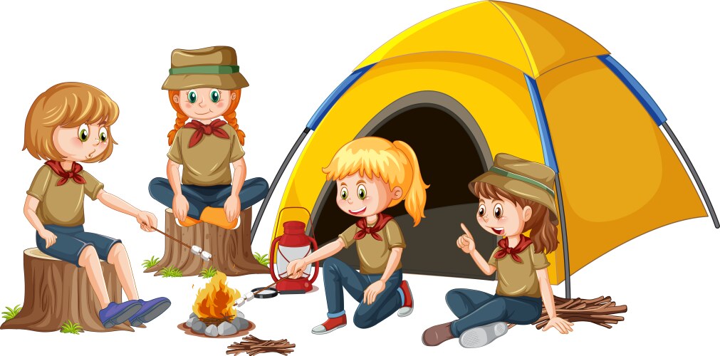 Kids camping clipart Vector Images & Graphics for Commercial Use ...