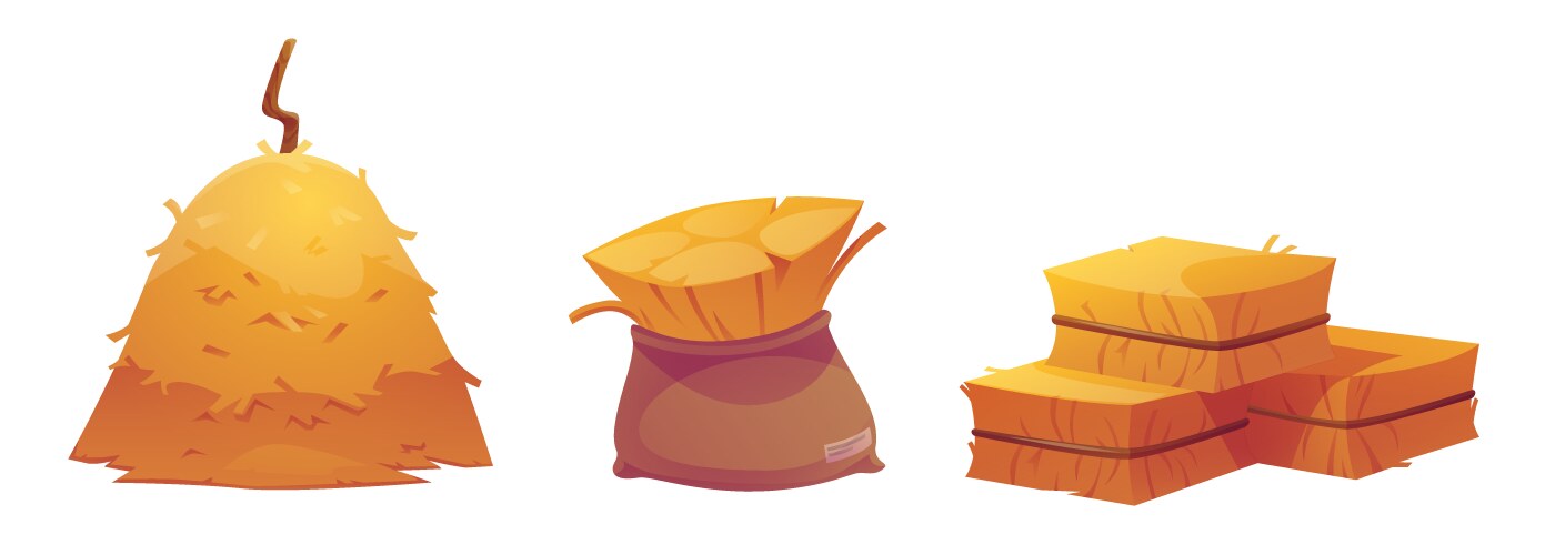 A haystack and wooden ladder isolated on white Vector Image