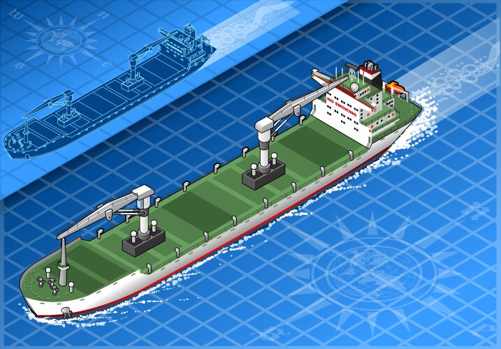 Orthogonal blue print of a cargo ship Royalty Free Vector