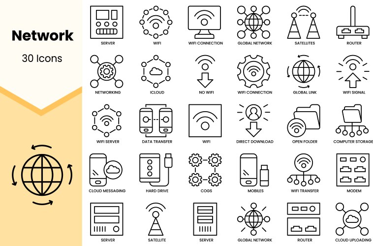Set Of Data Analytics Icons Simple Line Art Style Vector Image