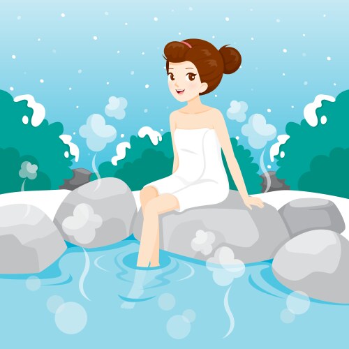 Hot spring objects icons set Royalty Free Vector Image