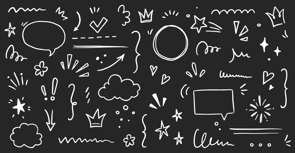 Sketch underline emphasis arrow shape set Vector Image