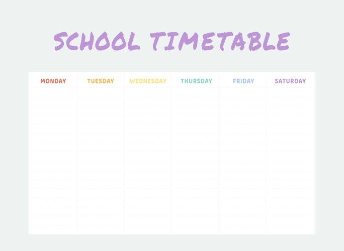 School timetable student week schedule template Vector Image