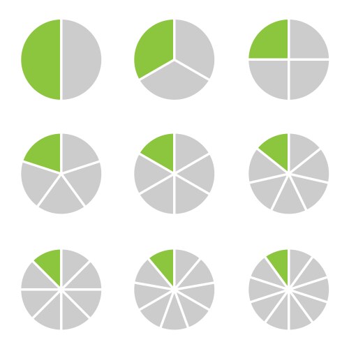 Circle segments set black thin outline Royalty Free Vector