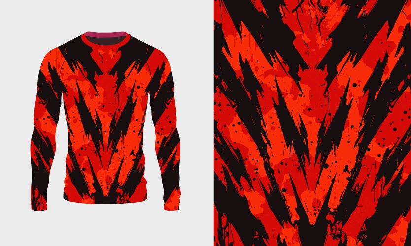 Long sleeve jersey red black white grunge texture Vector Image