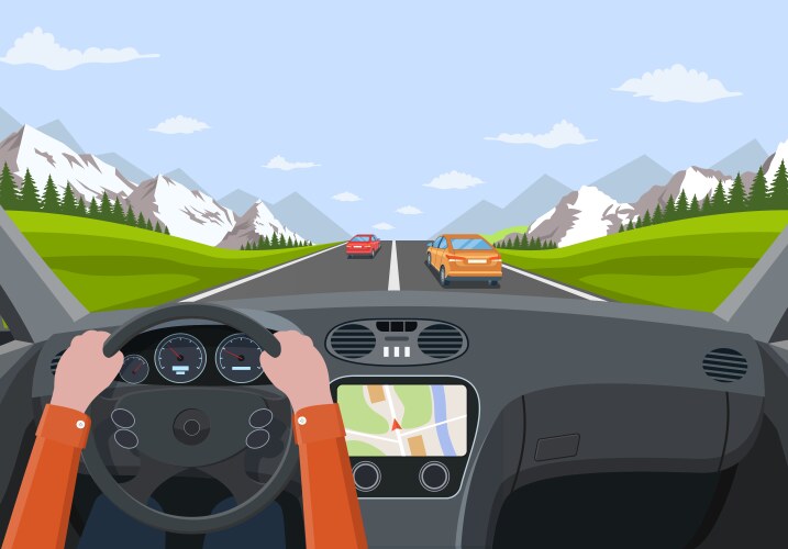 Car Interior Driver View Royalty Free Vector Image