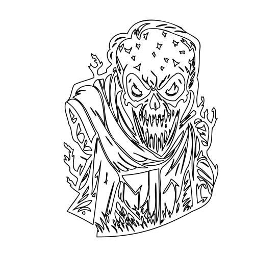 Zombie scary outline sketch Royalty Free Vector Image