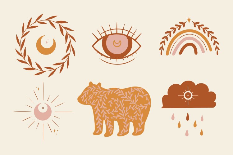 Hand drawn boho element collection Royalty Free Vector Image