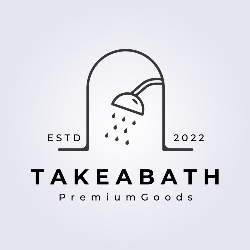 Shower bath badge bathroom logo line Royalty Free Vector