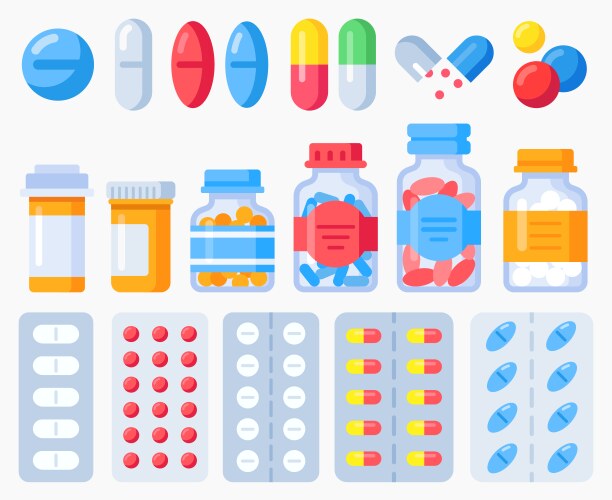 Medication drugs medicine pill pharmacy drug Vector Image