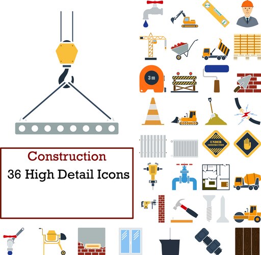 Flat design construction site sign Royalty Free Vector Image