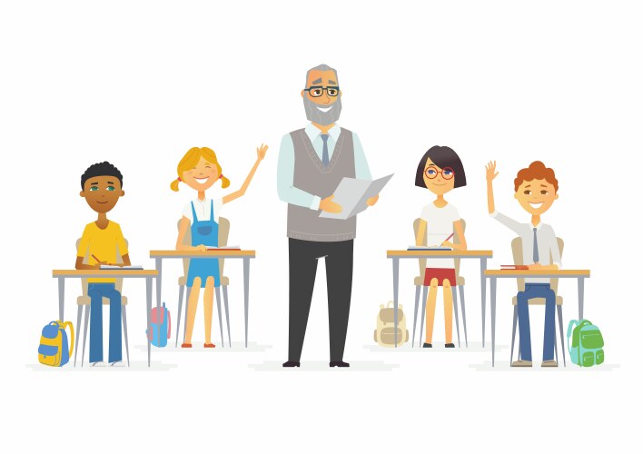 English lesson at school - cartoon people Vector Image