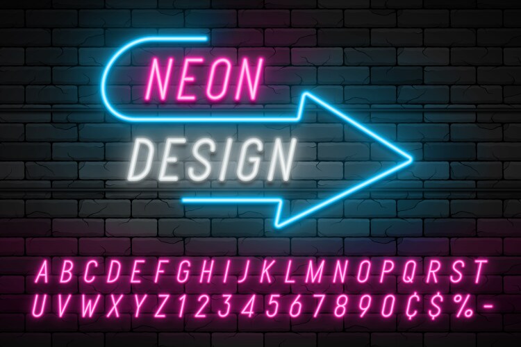 Neon font Royalty Free Vector Image - VectorStock