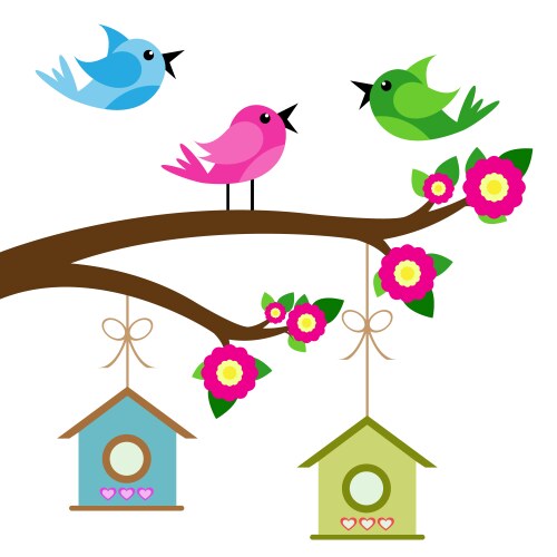 Tree with birds Royalty Free Vector Image - VectorStock