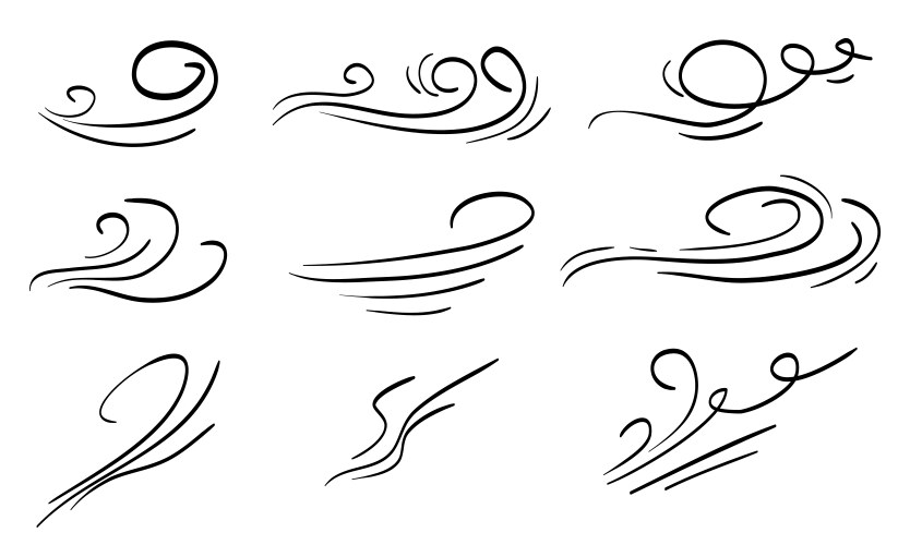 Wind doodle blow gust design isolated on white Vector Image