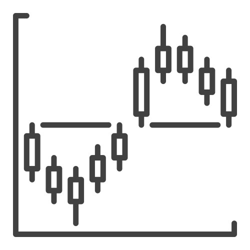 Candlestick charts formation linear icon or symbol