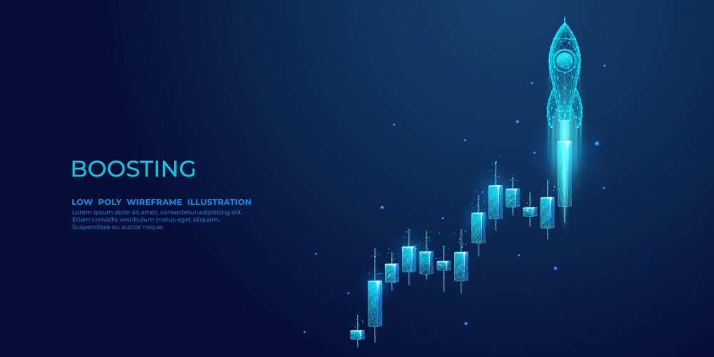 Abstract digital rocket launch from a smartphone Vector Image