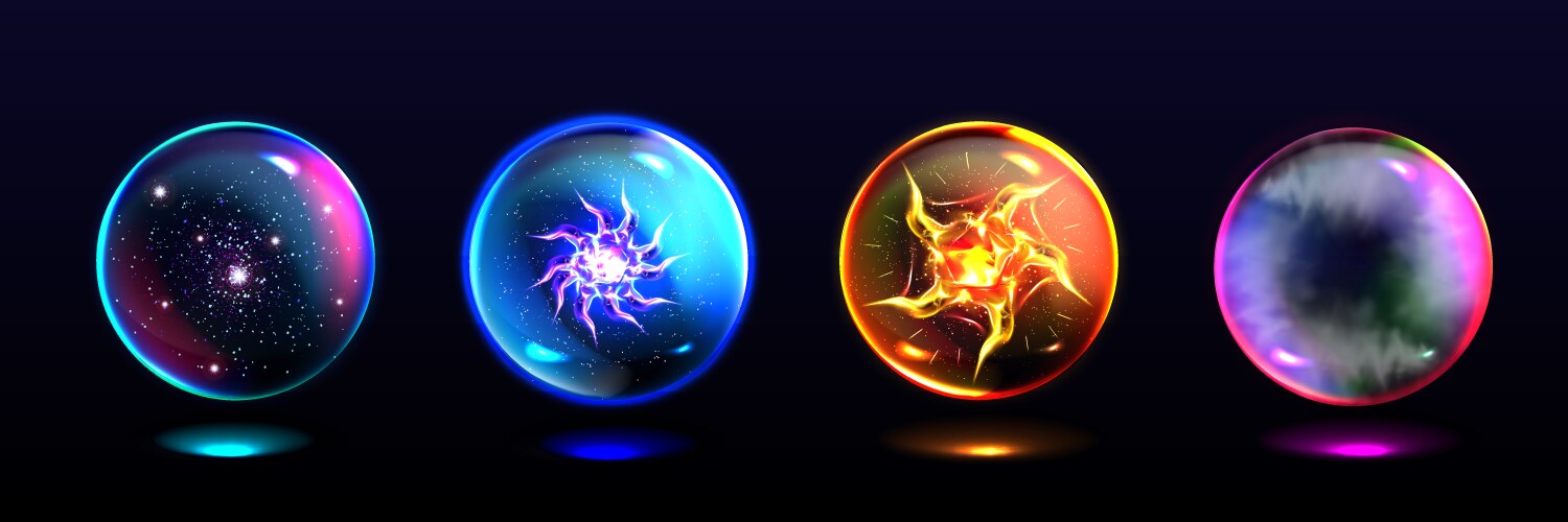 Magical crystal orbs glowing magic balls Vector Image