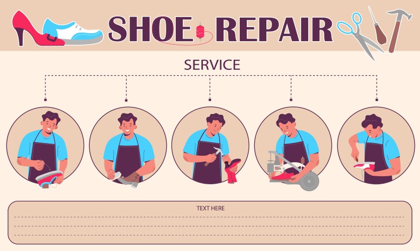 Shoes manufacturing flowchart Royalty Free Vector Image