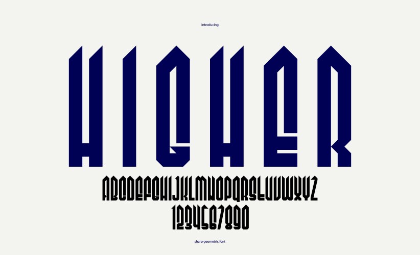 Sharp and bold display condensed font for logos Vector Image