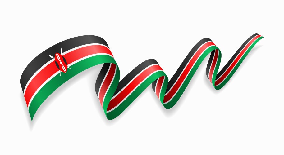 Kenyan flag wavy ribbon background Royalty Free Vector Image