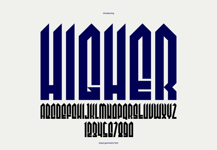 Sharp and bold display condensed font for logos Vector Image