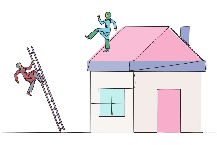 Single continuous line drawing arab businesswoman Vector Image