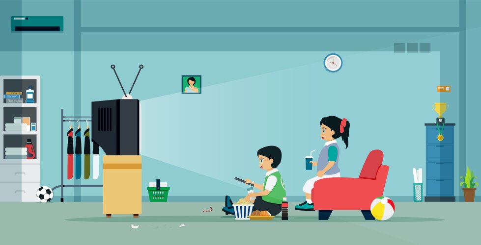 Children Watching Tv Cartoons Vector Images (over 320)