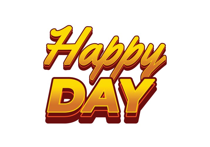 Happy day text effect in 3d style with eye Vector Image