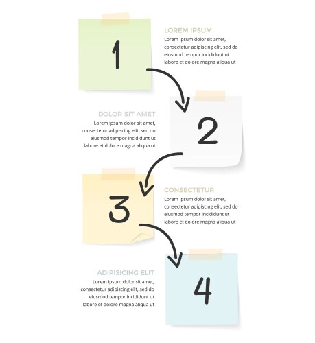Infographic template with 4 steps paper notes Vector Image