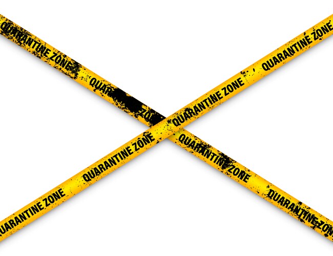 Old grunge quarantine zone warning tape novel Vector Image
