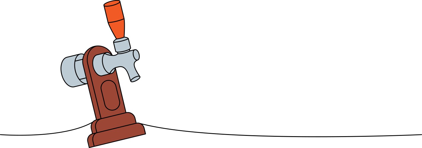 Hop cone one line colored continuous drawing beer Vector Image