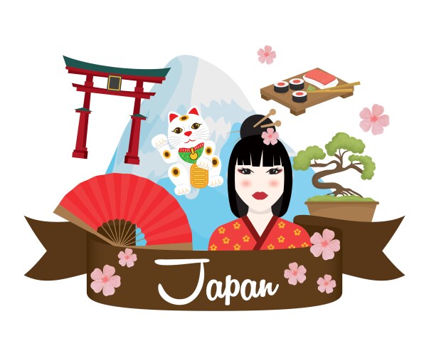 Welcome to Japan - Cute Cartoon Royalty Free Vector Image
