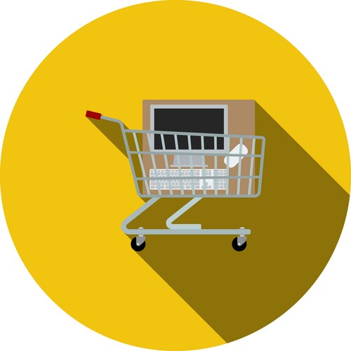 Shopping cart with pc icon Royalty Free Vector Image