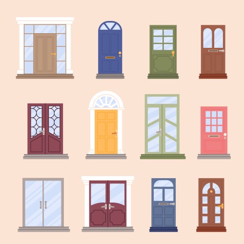 Different types house windows elements isolated Vector Image
