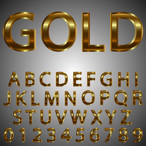 Gold metal letters Royalty Free Vector Image - VectorStock