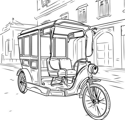 Tuk - rickshaw hand drawn Royalty Free Vector Image