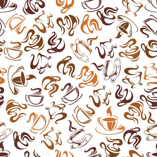 Coffee colored seamless pattern with doodle Vector Image