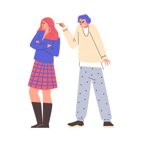 Angry couple fighting and shouting at each other Vector Image