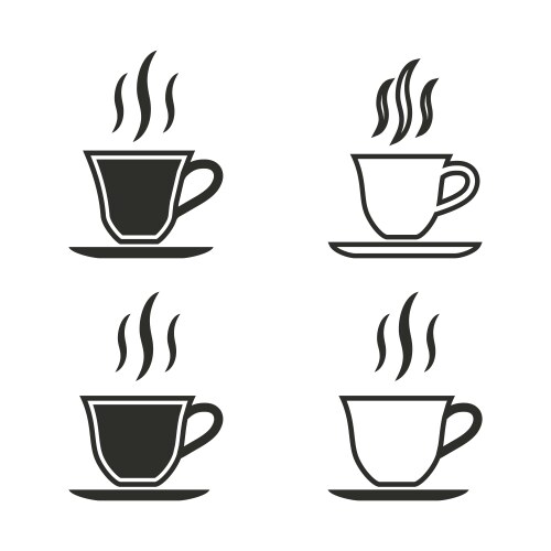 Cup with steam icon coffee black Royalty Free Vector Image