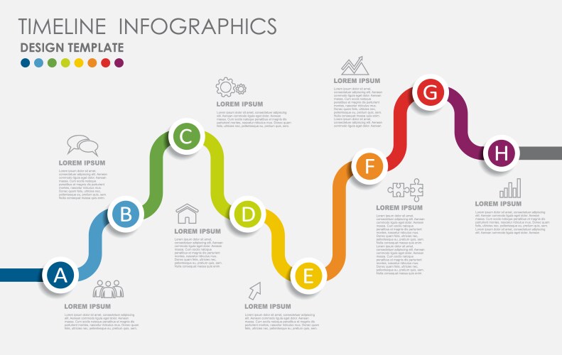 Colorful road infographic timeline with icons Vector Image