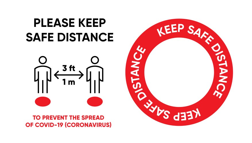 Social distancing signage or floor sticker Vector Image