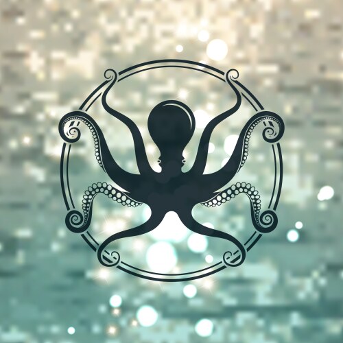 Octopus monochrome graphic portrait Royalty Free Vector