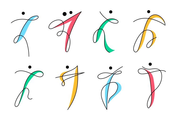 Dance movement sport and yoga people body icons Vector Image