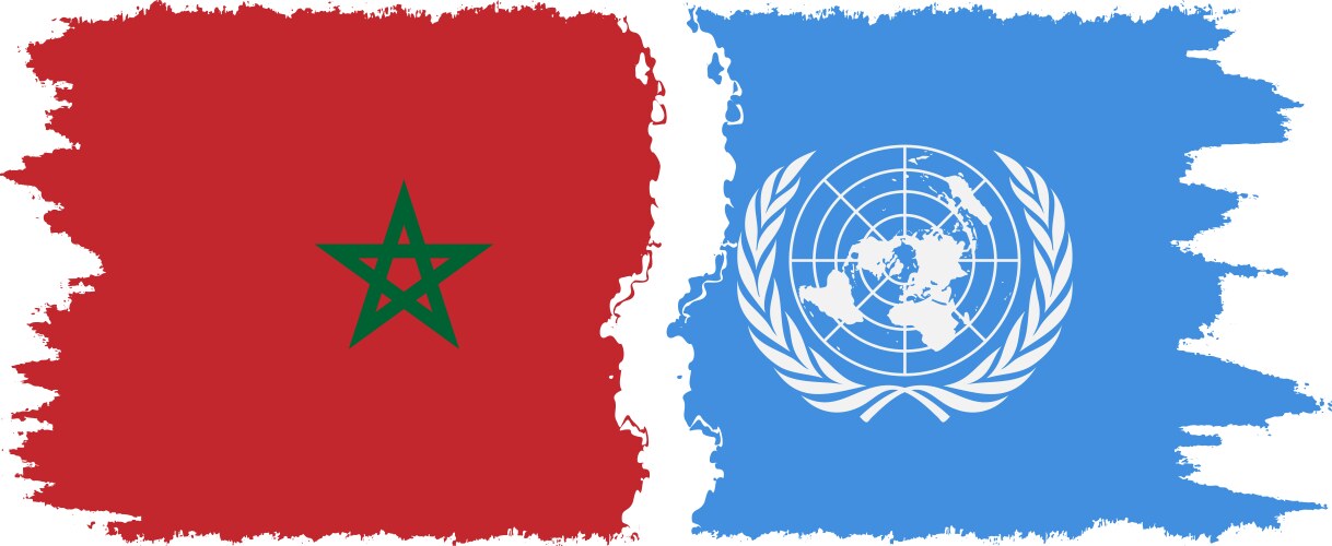 Morocco and italy grunge flags connection Vector Image