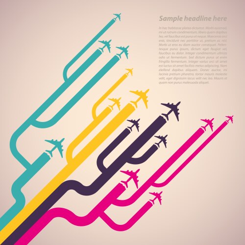 Background with colorful airplanes Royalty Free Vector Image
