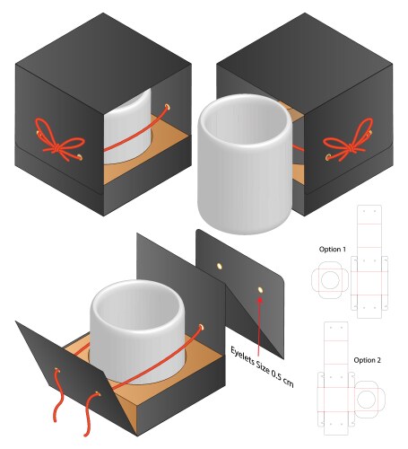 Cup Packaging Die Cut Template Royalty Free Vector Image