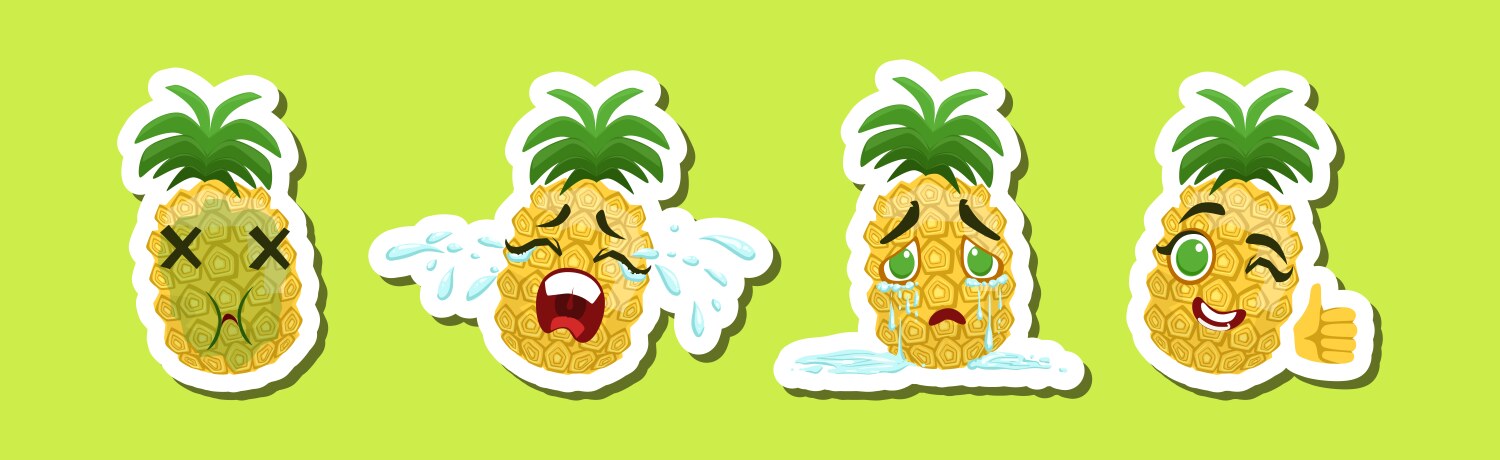 Pineapple character emotion and face expression Vector Image