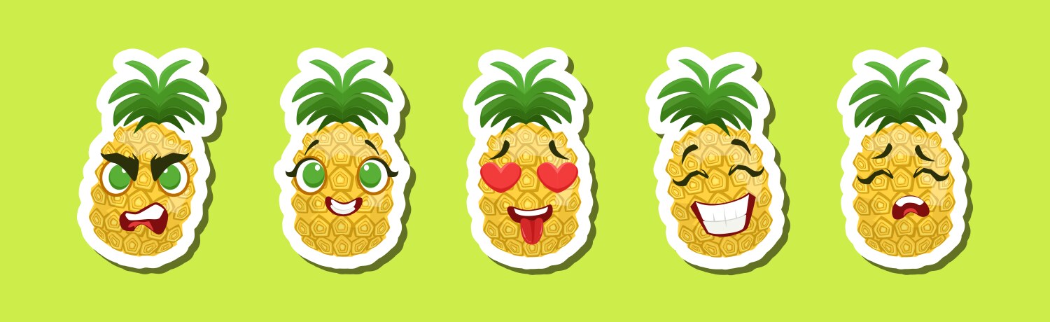 Pineapple character emotion and face expression Vector Image