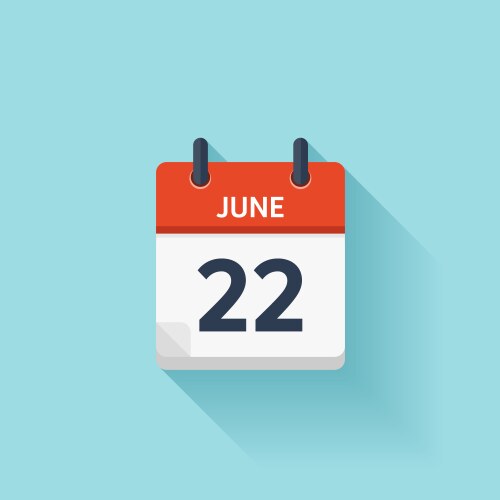 June 25 flat daily calendar icon date Royalty Free Vector